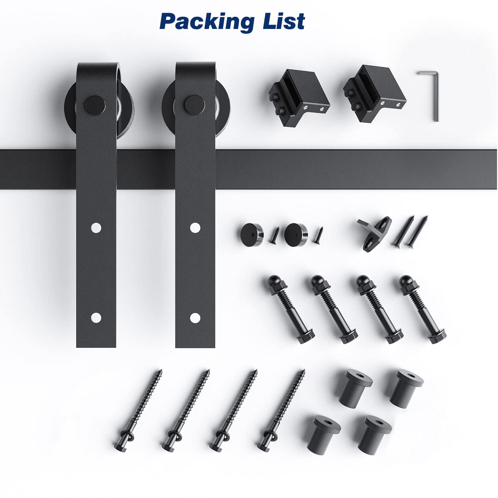 EaseLife 5 FT Heavy Duty Sliding Barn Door Hardware Track Kit,Basic J Pulley,Slide Smoothly Quietly,Easy Install (5FT Track Kit for 26"~30" Wide Single Door)