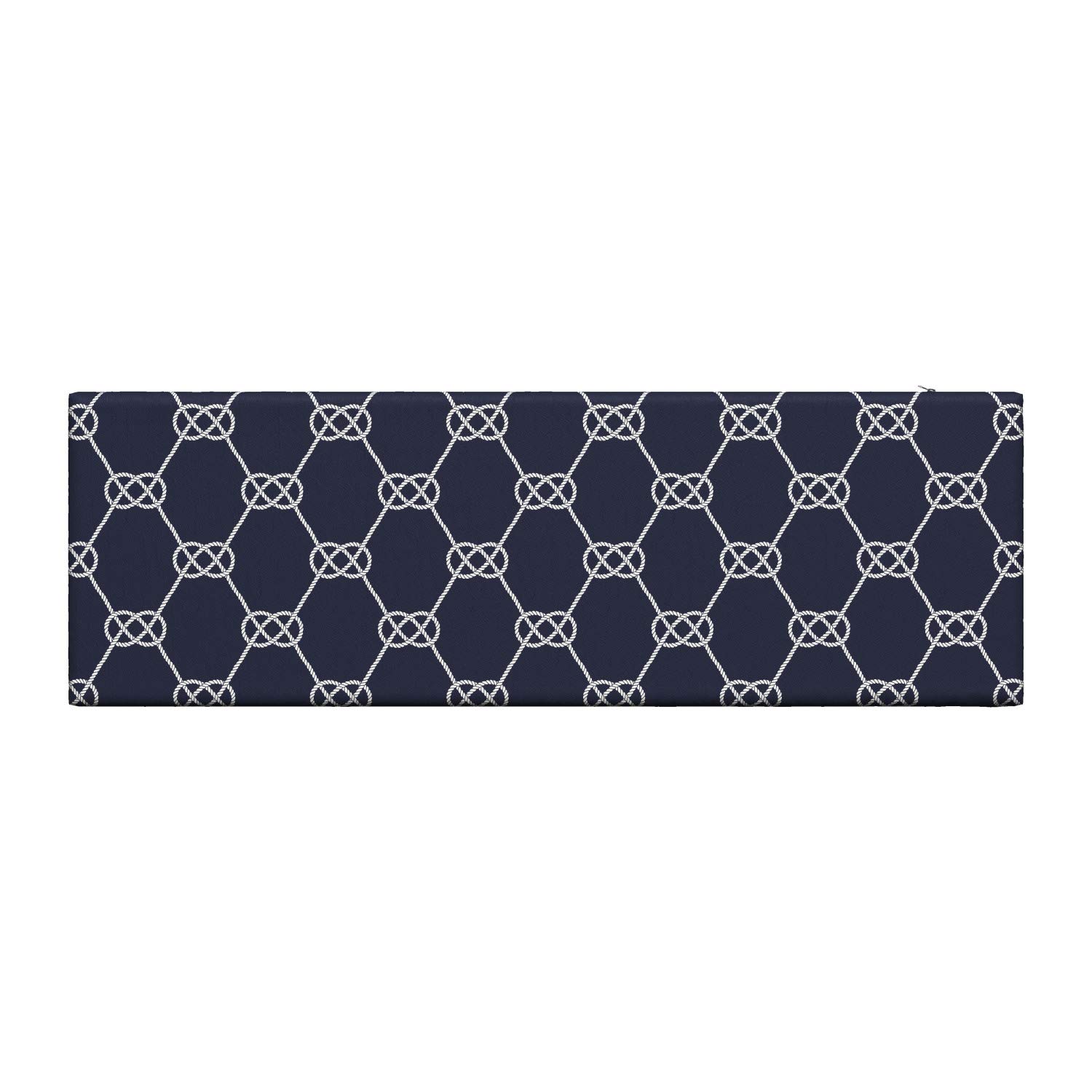 Ambesonne Navy Blue Bench Cushion, Navy Inspired Sailor Knot Rope Pattern Illustration Nautical Abstract Design, Standard Size Foam Pad with Decorative Fabric Cover, 45" x 15" x 2", Blue Cream