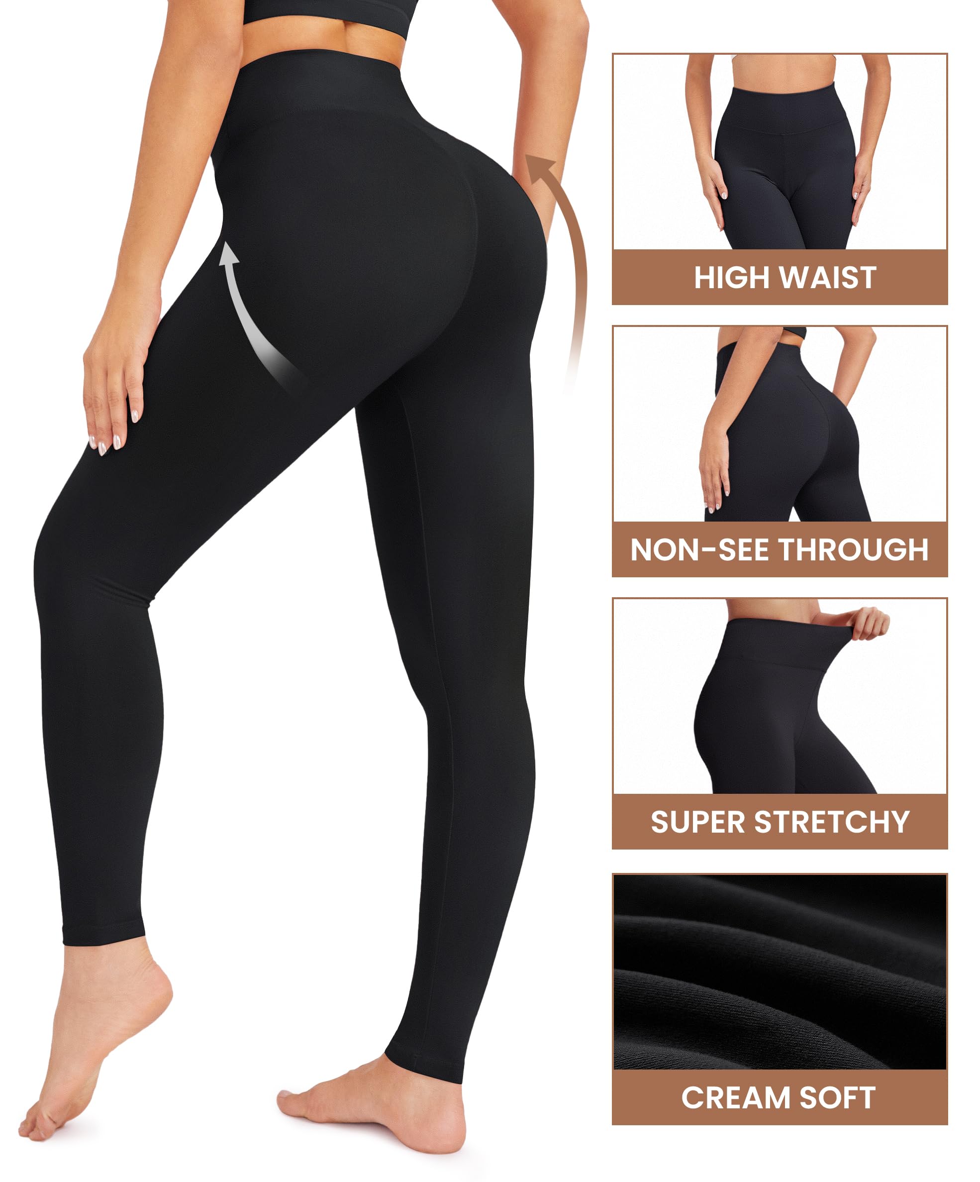 VALANDY Women’s Leggings High Waisted Tummy Control Stretch Yoga Pants Workout Running Tights Leggings for Women Plus Size 5Pack