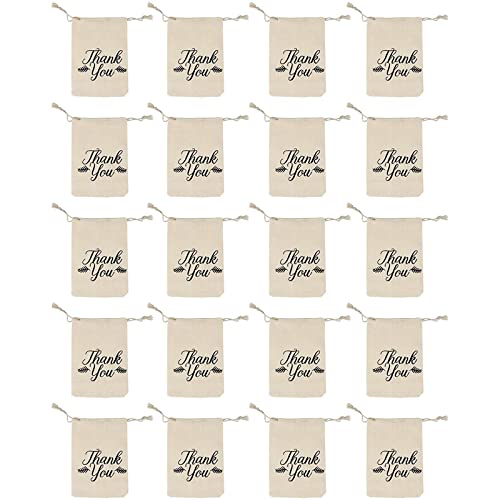 20-Pack Thank You Jewelry Pouch Bag for Wedding Birthday Party Favors Raffle Bags Goodie Bags Party Supplies 4.1 x 5.7 Inches