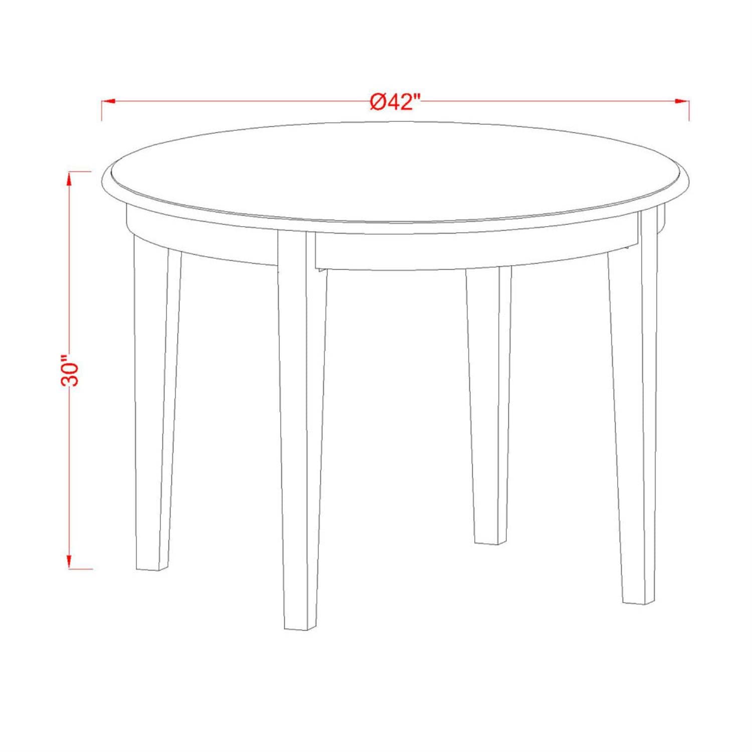 East West Furniture BOCL3-WHI-C 3 Piece Dining Room Table Set Contains a Round Wooden Table and 2 Linen Fabric Kitchen Dining Chairs, 42x42 Inch, Linen White