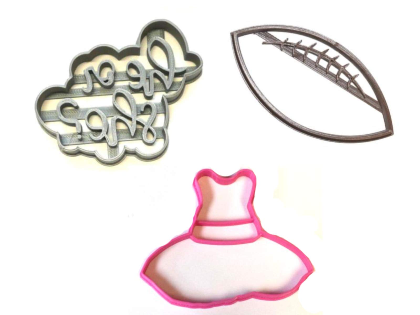 TOUCHDOWNS OR TUTUS GENDER REVEAL HE OR SHE BOY GIRL BABY SHOWER SET OF 3 COOKIE CUTTER USA PR1209
