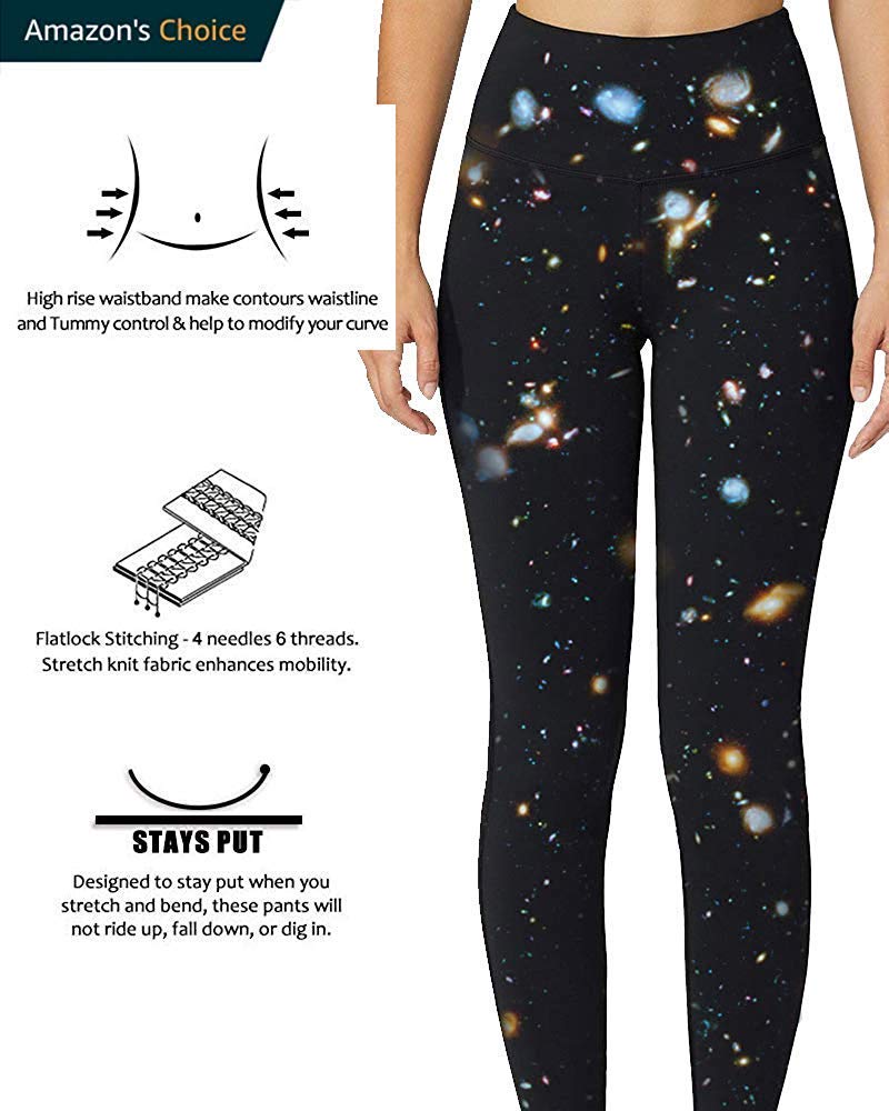 O2YO Customized Personalized Yoga Pants High Waist Tummy Control Workout Running Leggings,Black,S
