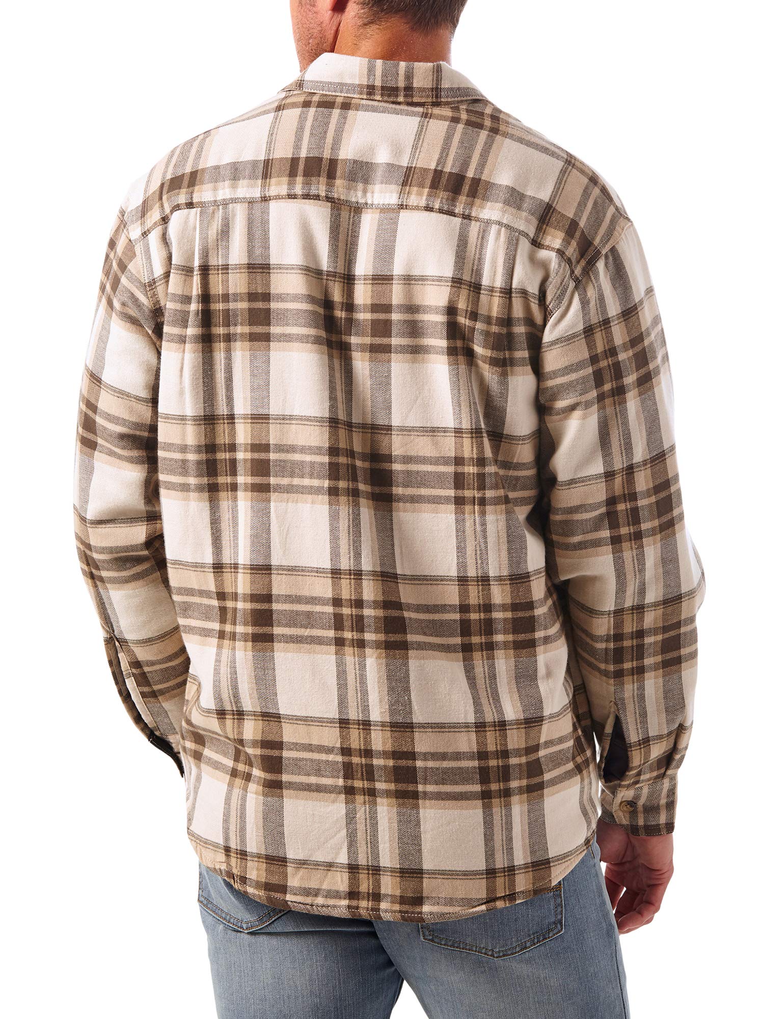 Wrangler Authentics Men's Long Sleeve Sherpa Lined Shirt Jacket, Birch, Large