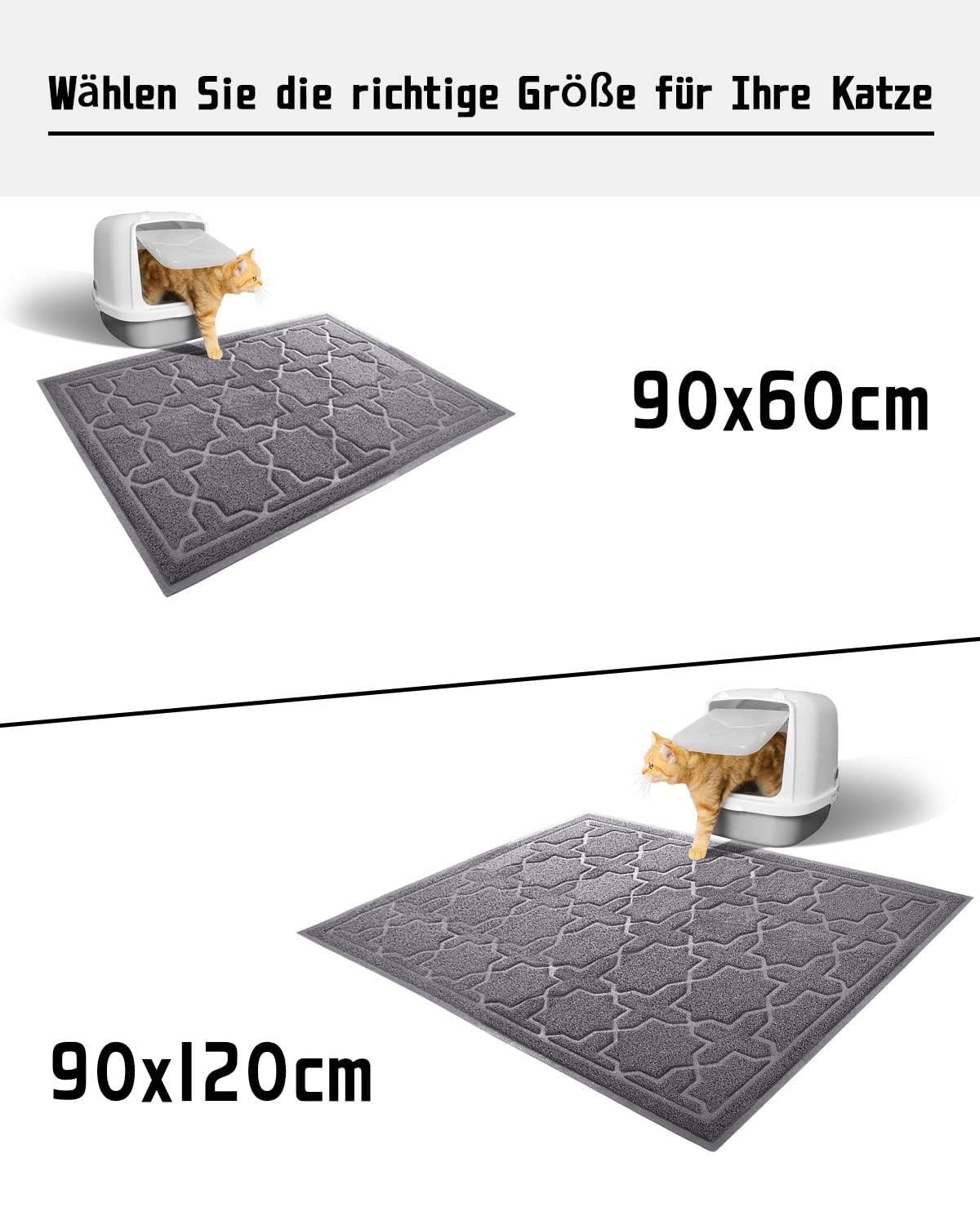 Yimobra Cat Litter Mat, 35.4"x23.6" Litter Box Mat with Litter Lock Mesh, Soft Cat Litter Mat Litter Trapping Mat, Easy to Clean, Non-Slip, Water Resistant, Litter Free Floors, Dark Grey