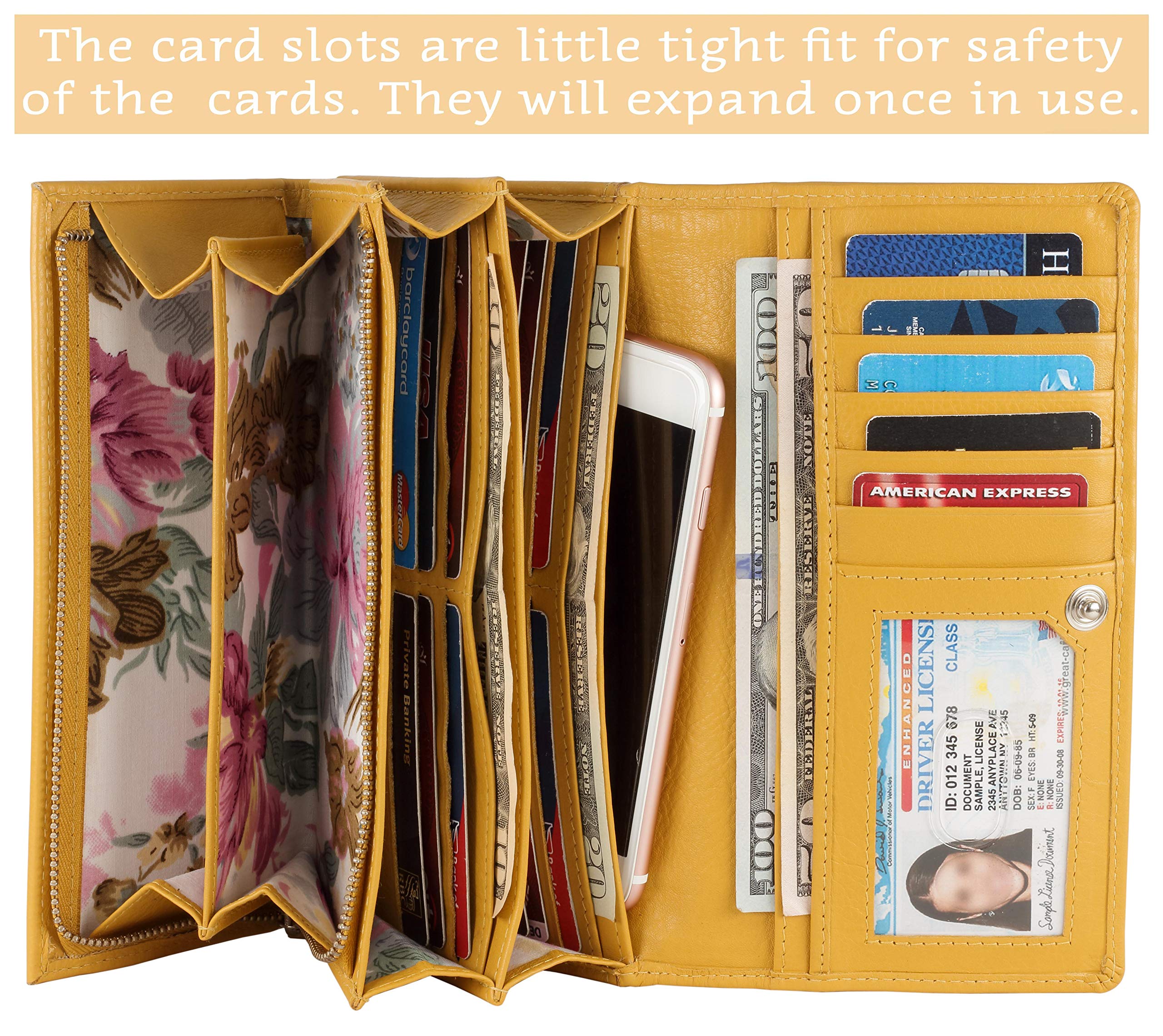 Mou Meraki Women RFID Blocking Real Leather Bifold Wallets For Women-Shield Against Identity Theft (Multicoloured)