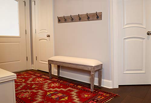 Décor Therapy Waverly Wood Bench with Coat Rack Set, Measures 42x11.8x17.75, Winter White