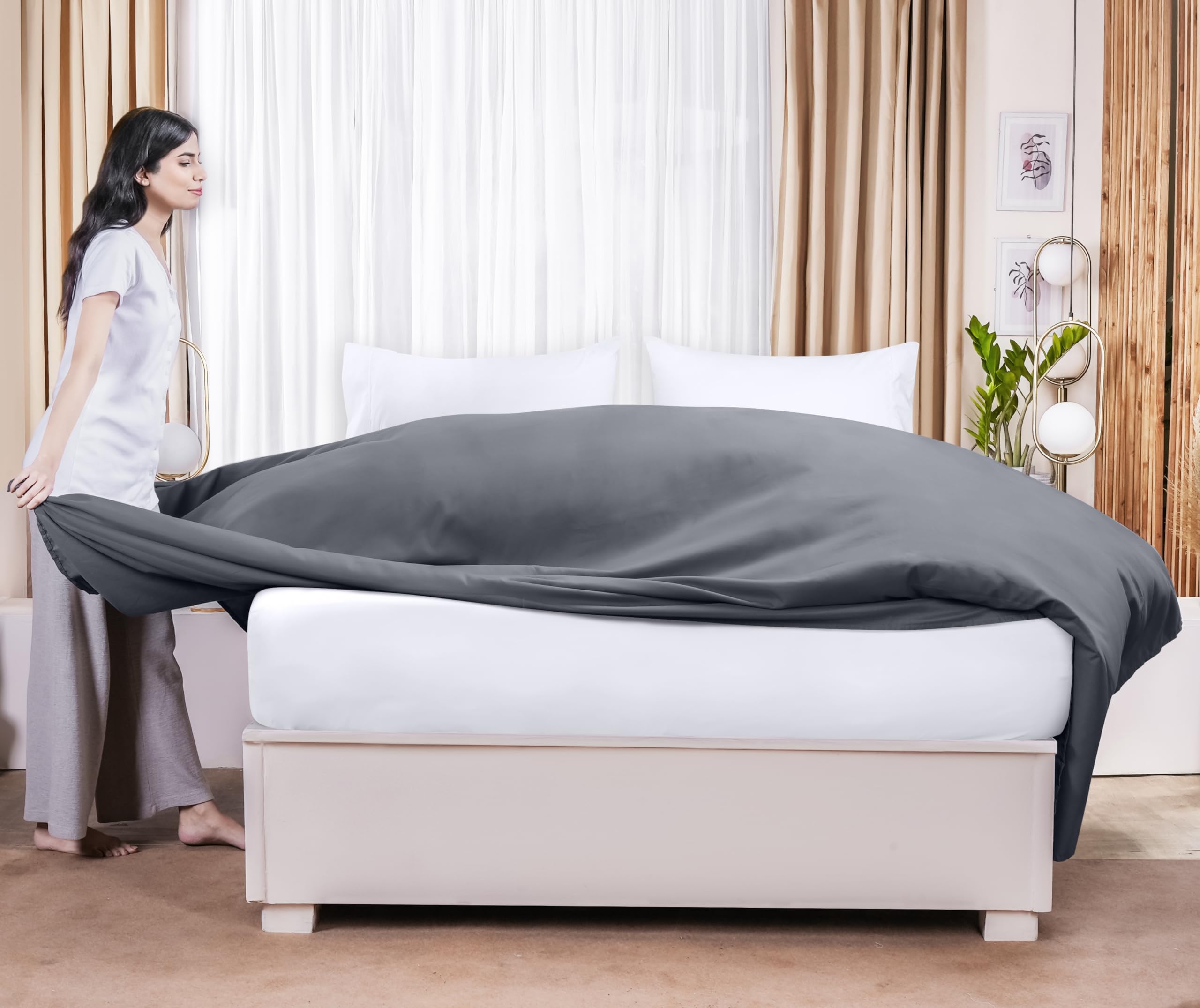 Utopia Bedding Flat Sheet - 1 Pack (Queen, Grey) - Soft Brushed Microfiber Fabric - Shrinkage & Fade Resistant Top Sheet - Easy Care Bed Sheet