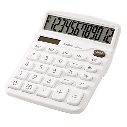 Generic Electronic Calculator 12 Digits Large Display Desktop Calculator Sensitive Button White