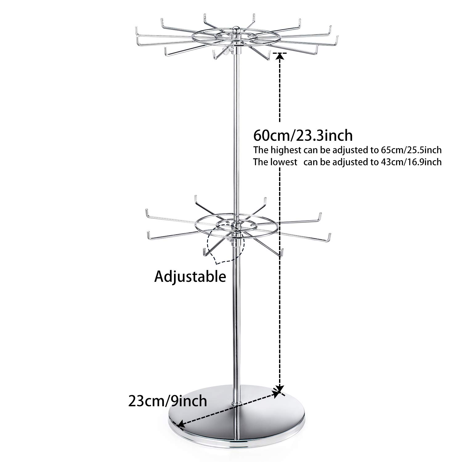 Polmart Heavy Duty Adjustable 2-Tier Countertop Spinner Display Stand, with Adjustable Height & Tiers