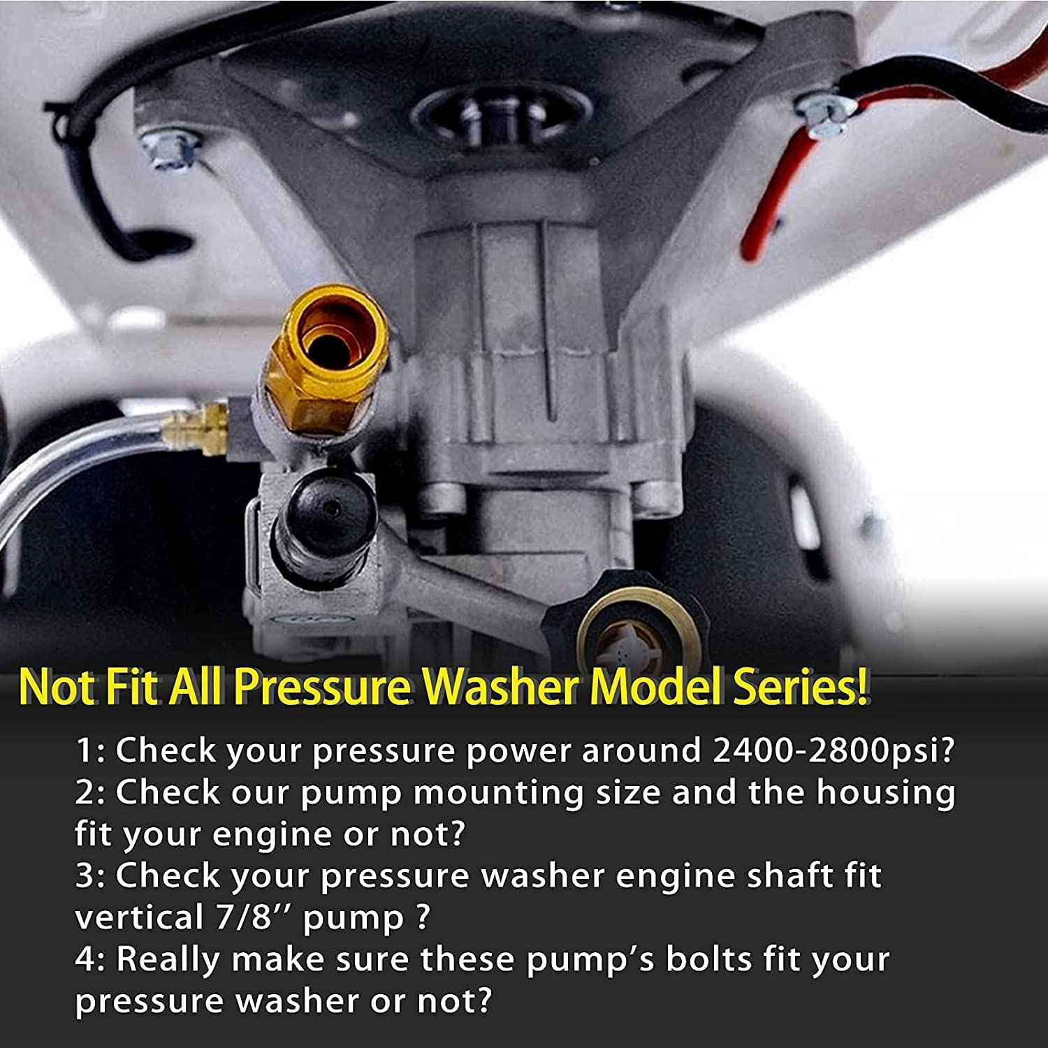 Pressure Washer Pump Replacement, 7/8'' Shaft Vertical Power Washer Pumps, 2400-2800PSI Pumps Replacement for Pump Pressure Power Washer