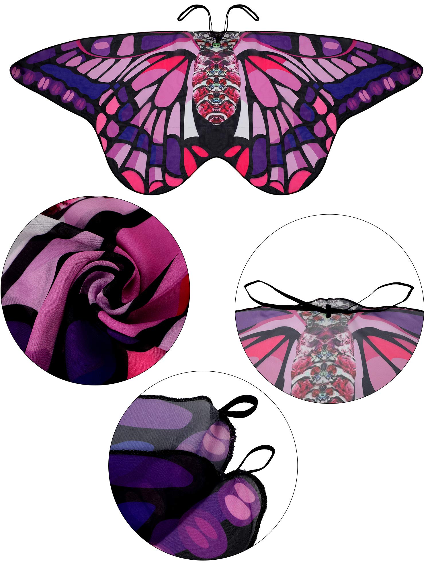 Gejoy 6 Pieces Butterfly Cloak Costume with Mask Antenna Headband for Kids Halloween Party (Colorful Style)