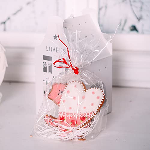 Yotelab Cellophane Treat Bags, 6x9 Inches Clear Cellophane Bags With Twist Ties