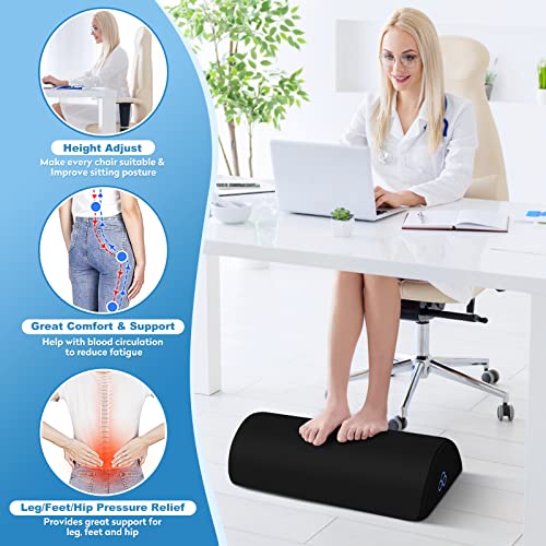 StepLively Foot Rest Under Desk at Work & Gaming - Office Desk Accessories for Desk Foot Rest Gaming Accessories for Gaming Chair - Memory Foam Footrest Pillow for Feet Support, Pain Relief (Black)