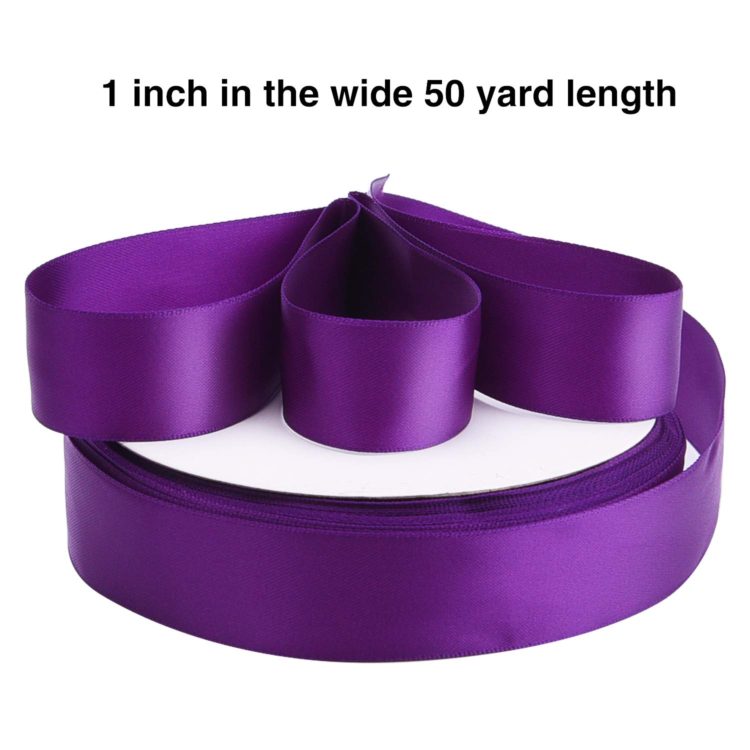 Livder Double Face Purple Satin Ribbon, 1 inch Wide 50 Yard Length (Purple)