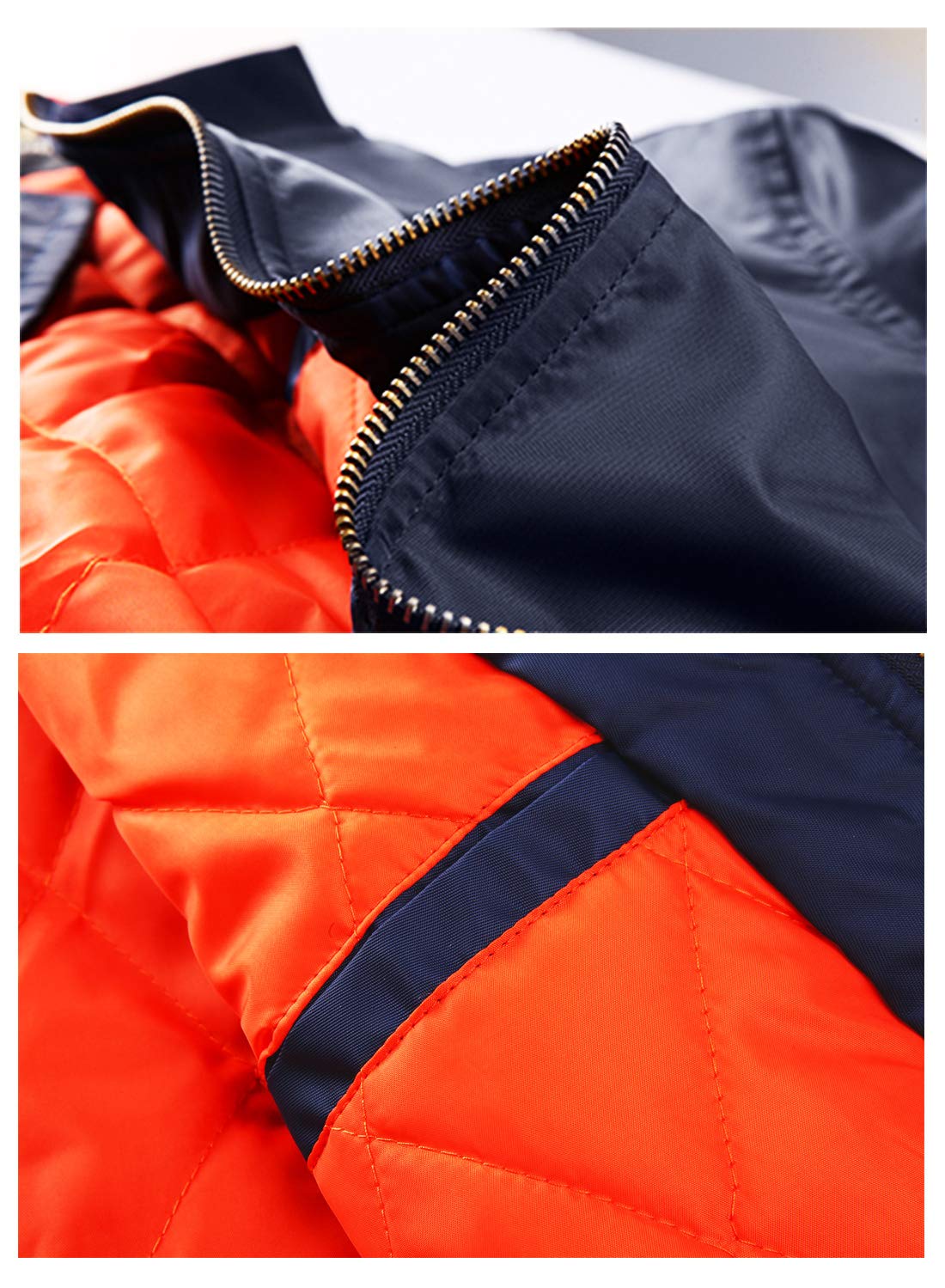 TACVASEN Mens Jackets Navy Bomber Jacket Winter Warm Coats Thicken Sportswear Zip pockets, S