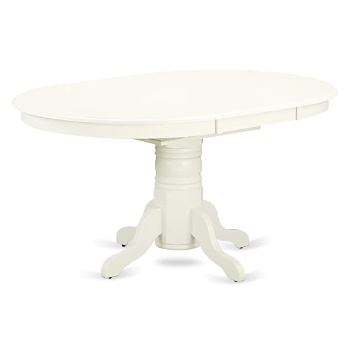 East West Furniture AVKE5-LWH-W 5 Piece Dining Room Furniture Set Includes an Oval Kitchen Table with Butterfly Leaf and 4 Dining Chairs, 42x60 Inch, Linen White
