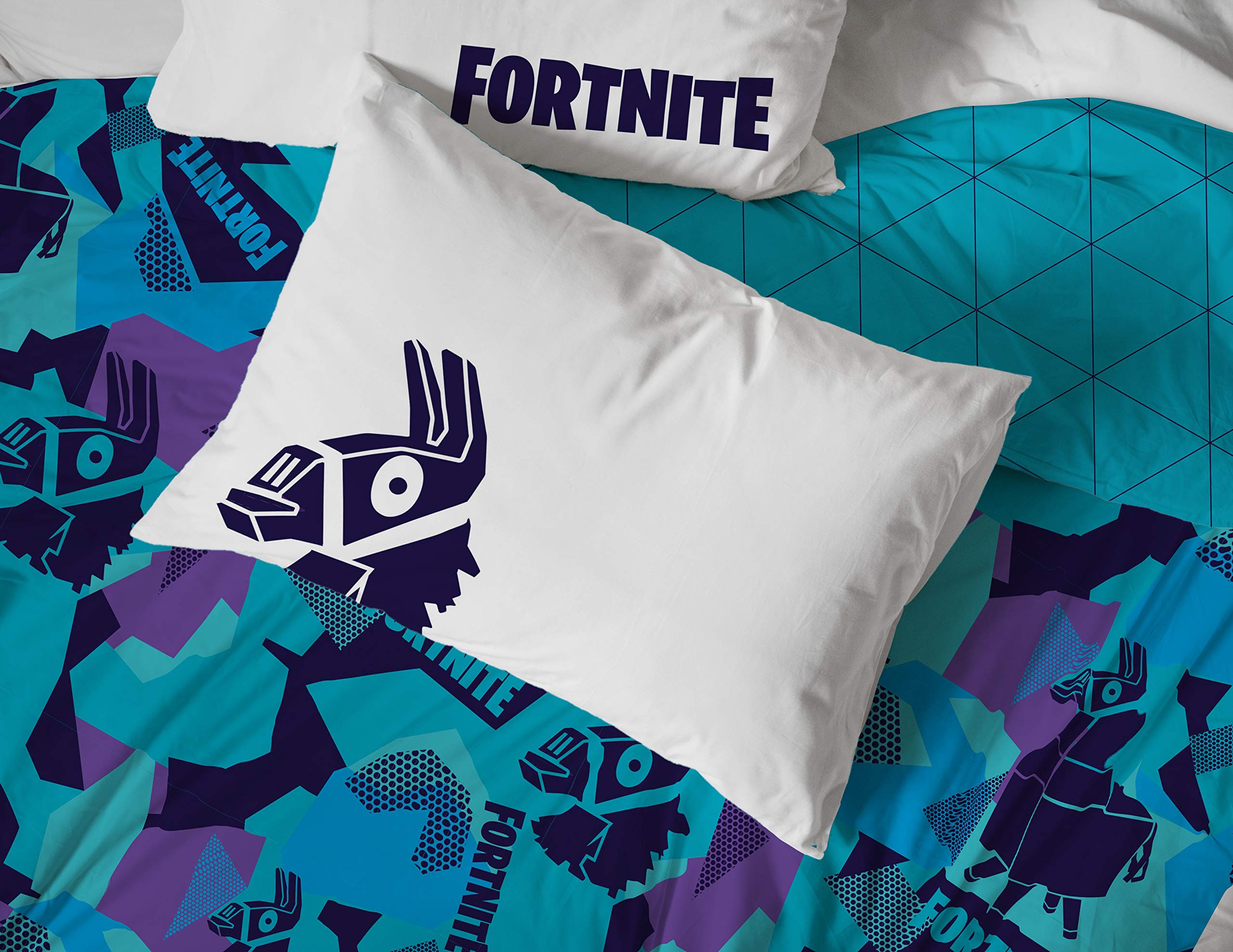 Jay Franco Fortnite Llama Geo Full Sheet Set - 4 Piece Set Super Soft and Cozy Kid’s Bedding - Fade Resistant Microfiber Sheets (Official Fortnite Product)