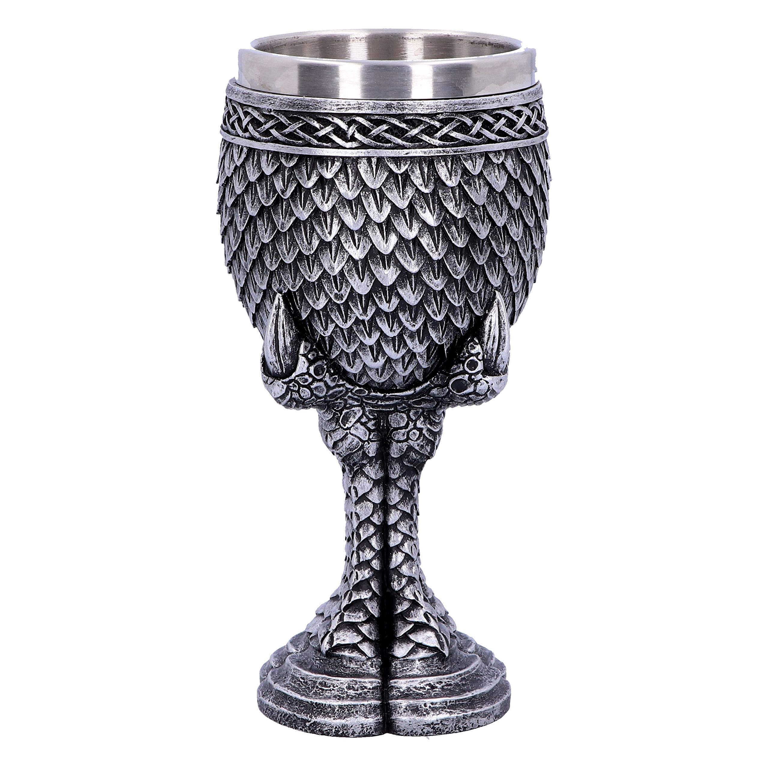 Nemesis Now U4708P9 Grey Scale Dragon Claw Goblet 16.7cm, Resin w. Stainless Steel