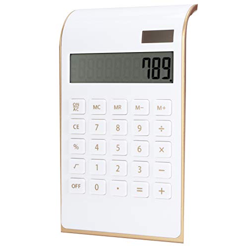 Financial Calculator Ultra Thin Solar Power Calculator Compact Size Solar Calculator, for Home Students Office Business(White)