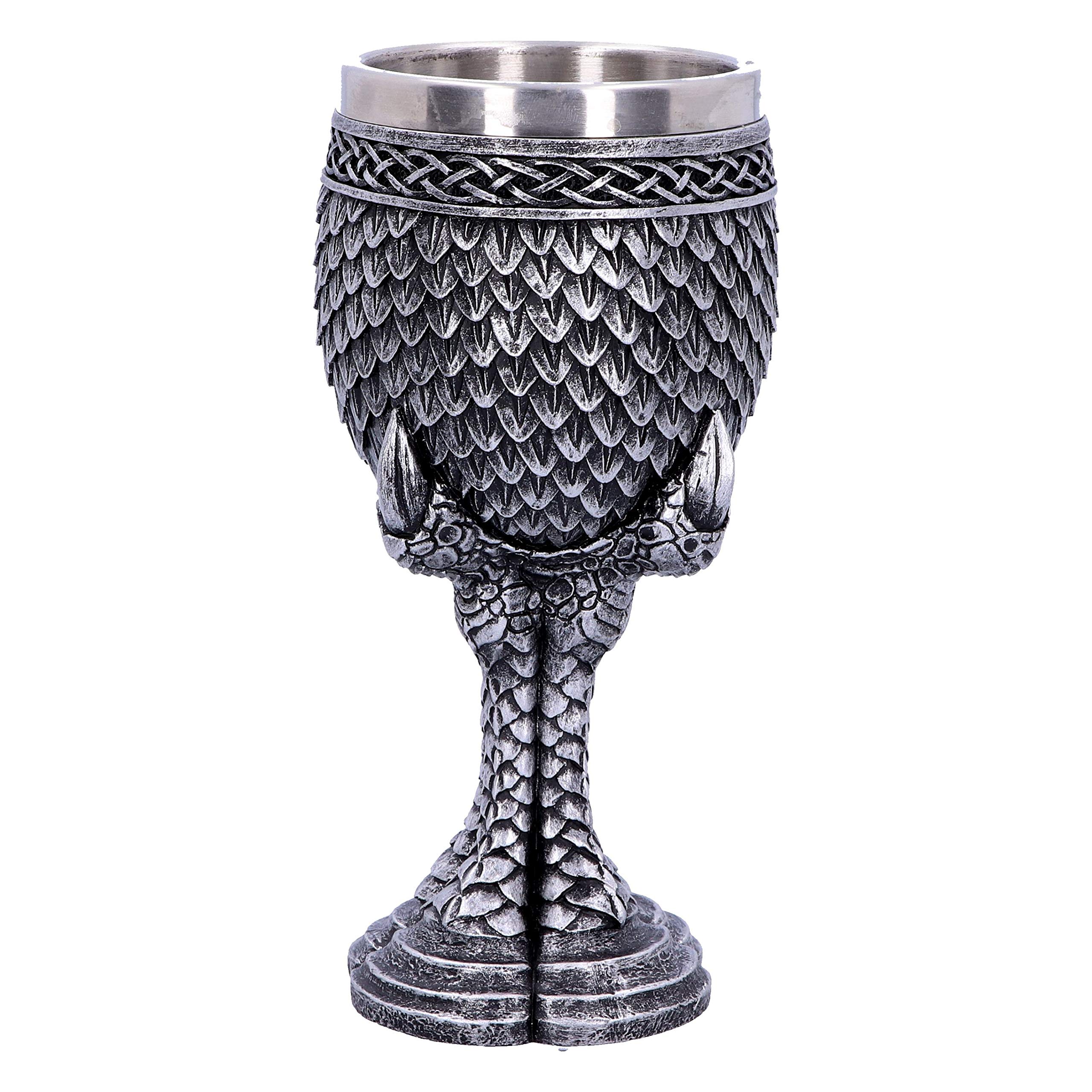 Nemesis Now U4708P9 Grey Scale Dragon Claw Goblet 16.7cm, Resin w. Stainless Steel