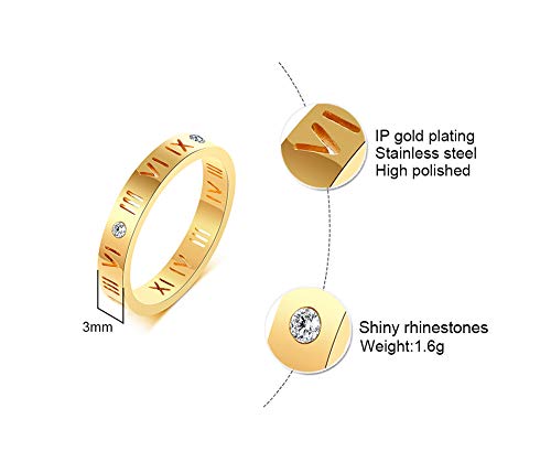VNOX Roman Numeral Love Ring Wedding Band Engagement Promise Rings Set Valentine's Day Gift for Women Sister Wife