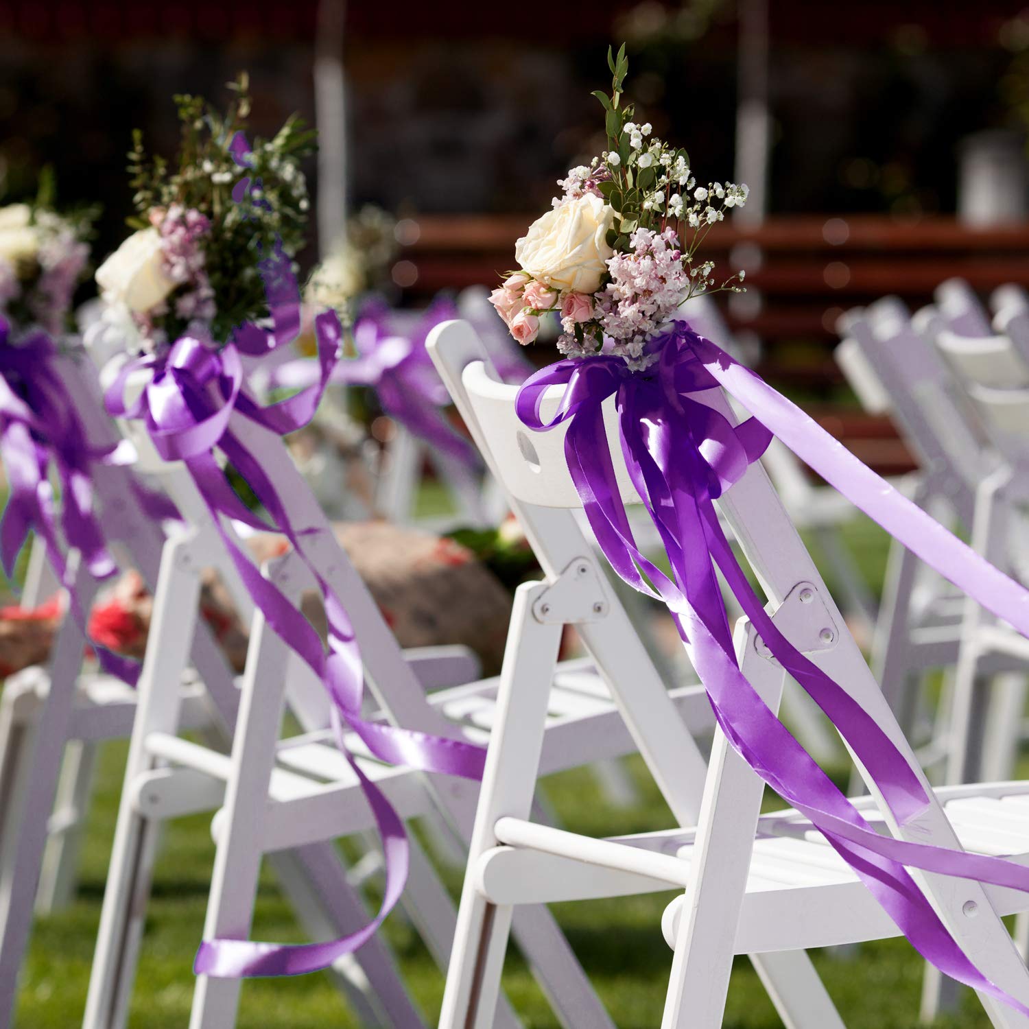 Livder Double Face Purple Satin Ribbon, 1 inch Wide 50 Yard Length (Purple)