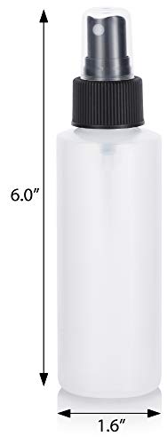 JUVITUS 4 oz / 120 ml Clear Natural Refillable Plastic Squeeze Bottle with Black Fine Mist Spray (12 pack)