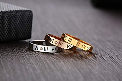 VNOX Roman Numeral Love Ring Wedding Band Engagement Promise Rings Set Valentine's Day Gift for Women Sister Wife
