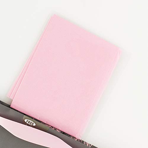 Christian Art Gifts Landscape Gift Bag and Tissue Paper Set - Strength and Dignity - Proverbs 31:25 Inspirational Bible Verse, Pink/Grey Floral, Large