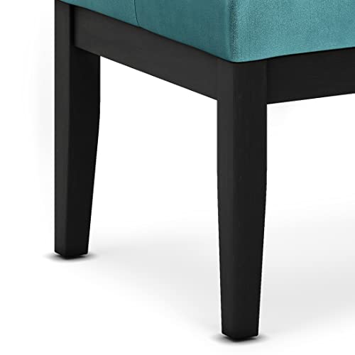 SIMPLIHOME Lacey 42 Inch Wide Contemporary Rectangle Tufted Ottoman Bench in Aqua Velvet Fabric, For the Living Room and Bedroom
