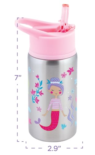 Stephen Joseph Stainless Steel Water Bottles, 18 OZ, Straw lid, Reusable tumbler, Insulated, Unicorn