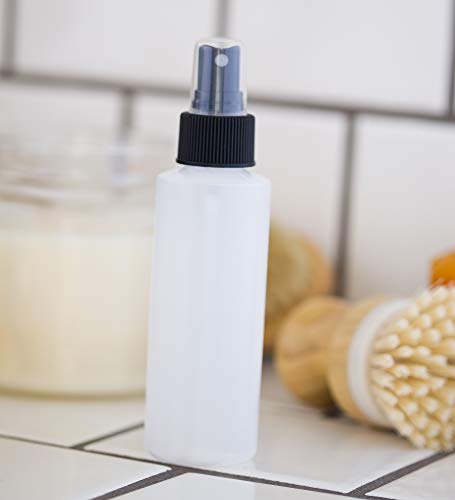 JUVITUS 4 oz / 120 ml Clear Natural Refillable Plastic Squeeze Bottle with Black Fine Mist Spray (12 pack)