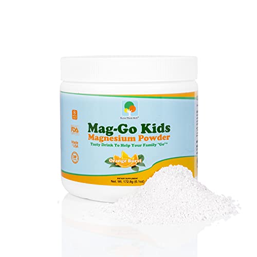 Raise Them Well Mag-Go Kids Magnesium Powder | Constipation Relief (Orange Burst) | 90 Servings per Tub