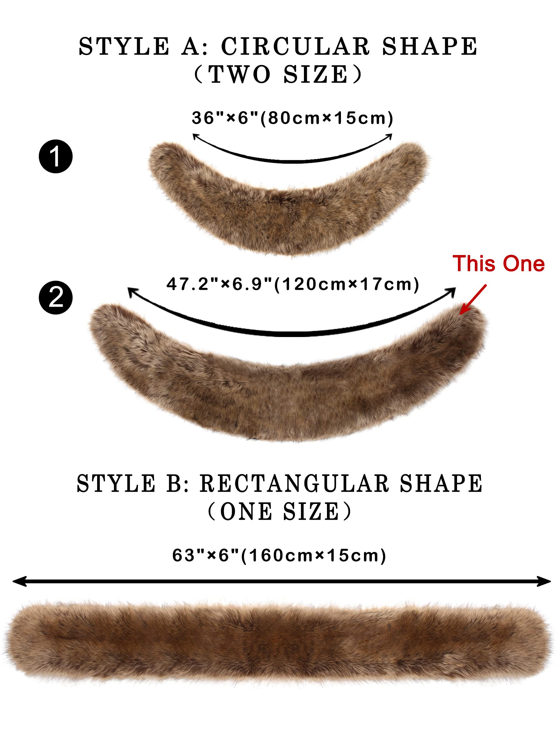 LA CARRIE Women's Faux Fur Collar Scarf Wrap Shawl Cold Winter Warmer(Raccoon,120cm,47.2in)
