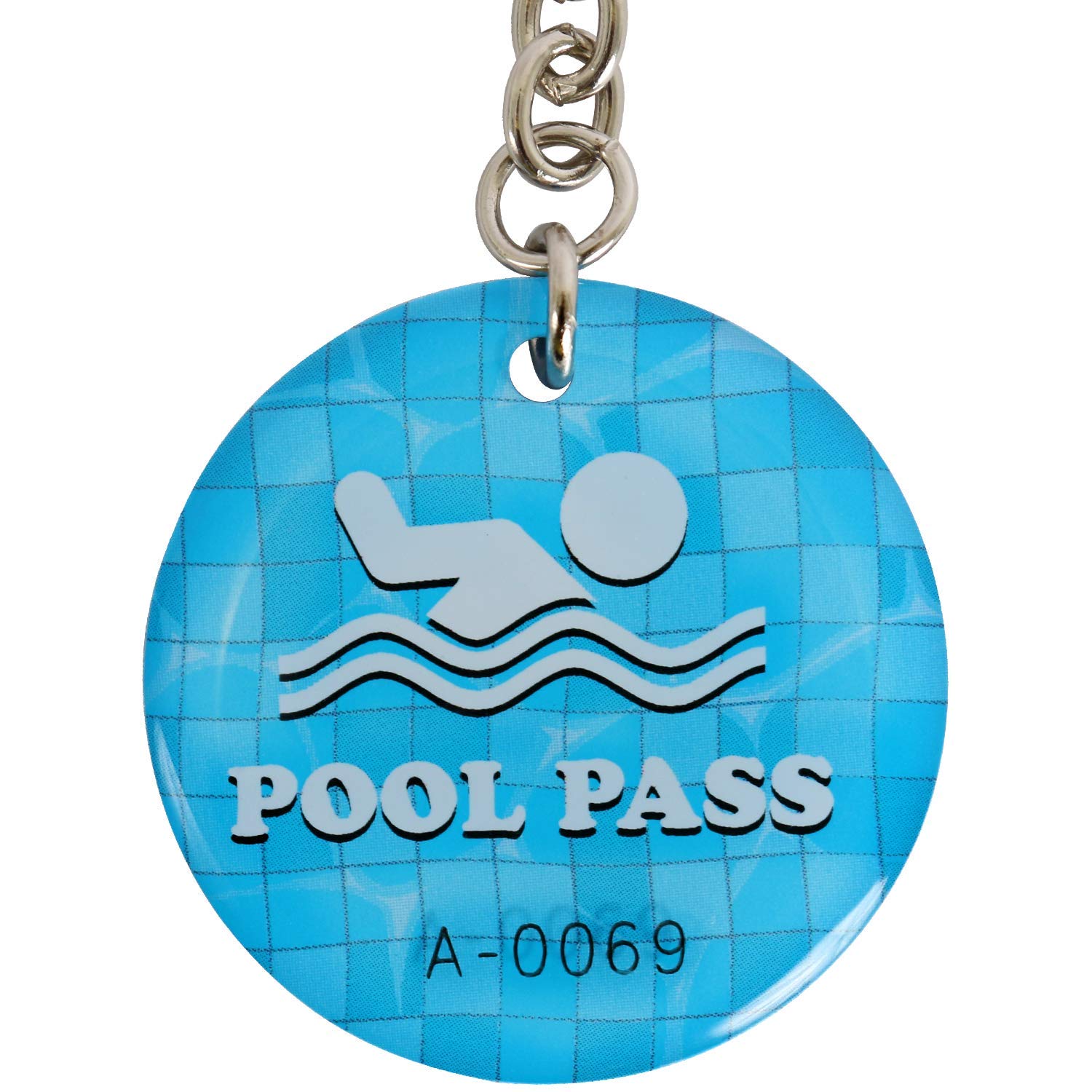 SmartSign Pool Pass Key Tags - Numbered, Box of 50, 1.5 in. Diameter Plastic with Epoxy Coating, Pool Key Chain with Ring, Blue