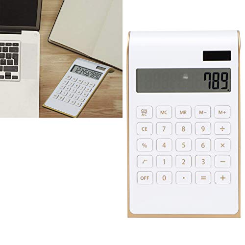Financial Calculator Ultra Thin Solar Power Calculator Compact Size Solar Calculator, for Home Students Office Business(White)