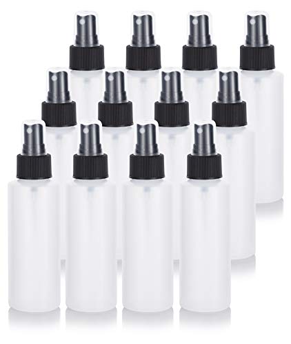 JUVITUS 4 oz / 120 ml Clear Natural Refillable Plastic Squeeze Bottle with Black Fine Mist Spray (12 pack)