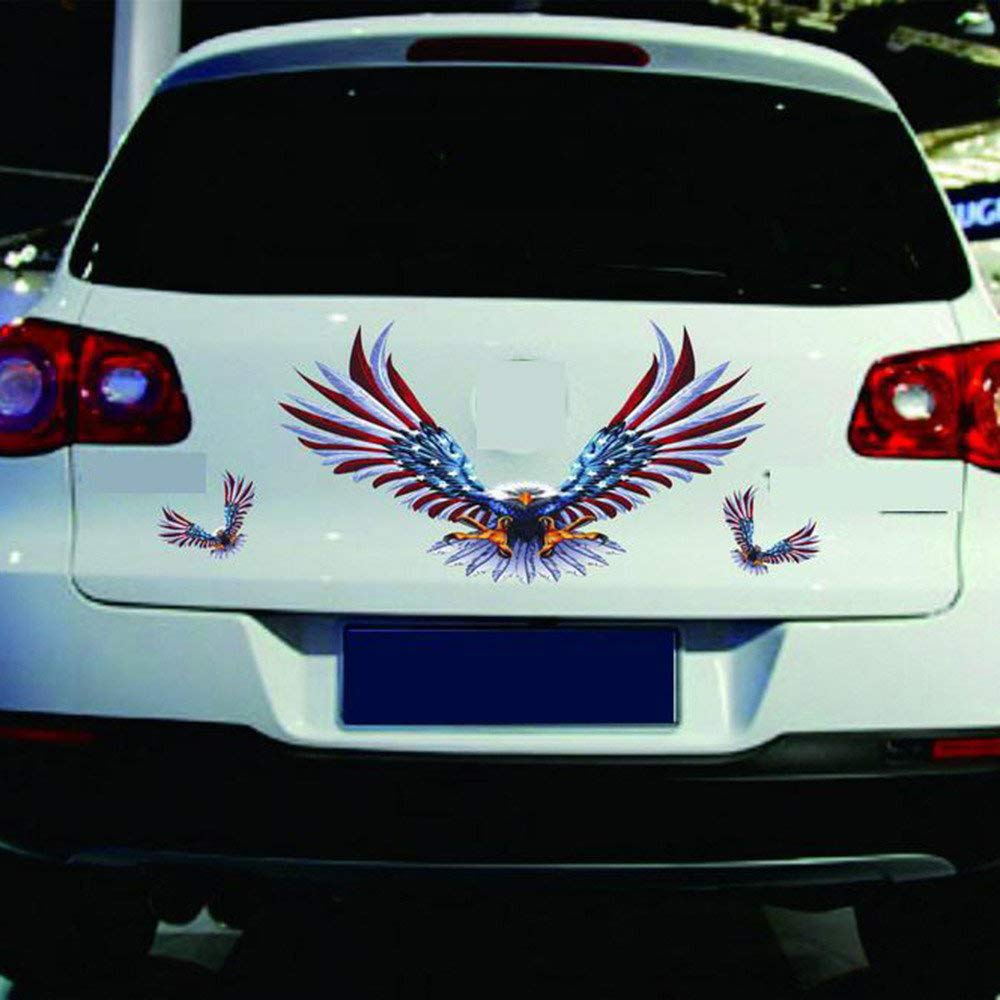 Practisol Bald Eagle Car Decals American Flag Car Decal Stickers Patriotic American Eagle Car Decal Graphics Vinyl Stickers Decals for Car Hood Window Body Side Decal and Graphics (3 Sizes 4 Pack)