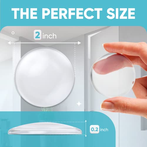 Strongest Wall Door Handle Stopper 2" Set. 6 Pieces of Clear Rubber Door Knob, Round Wall Shield Cushion. Quiet Wall Protector for Door Handle. Guard Door Bumper Wall Protector Silencer. Self Adhesive