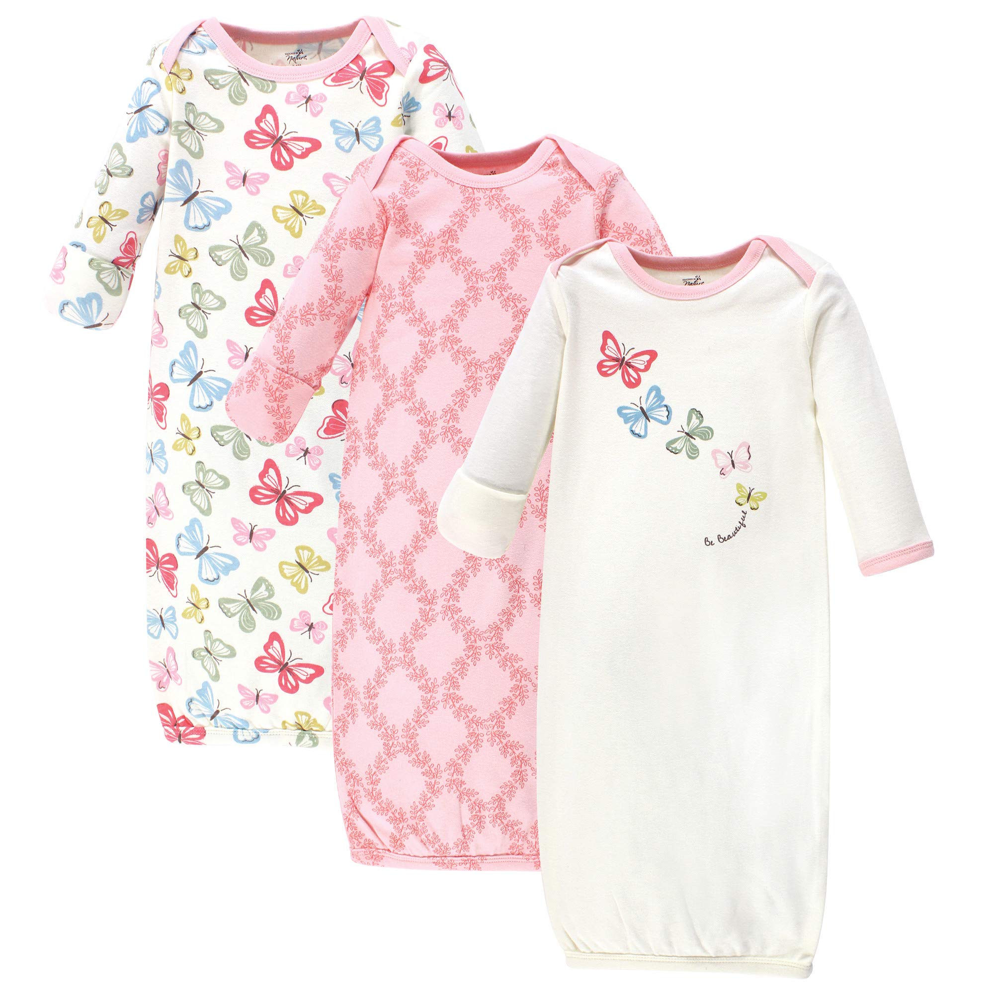 Touched by Nature Unisex Baby Organic Cotton Gowns, Butterflies, 0-6 Months US