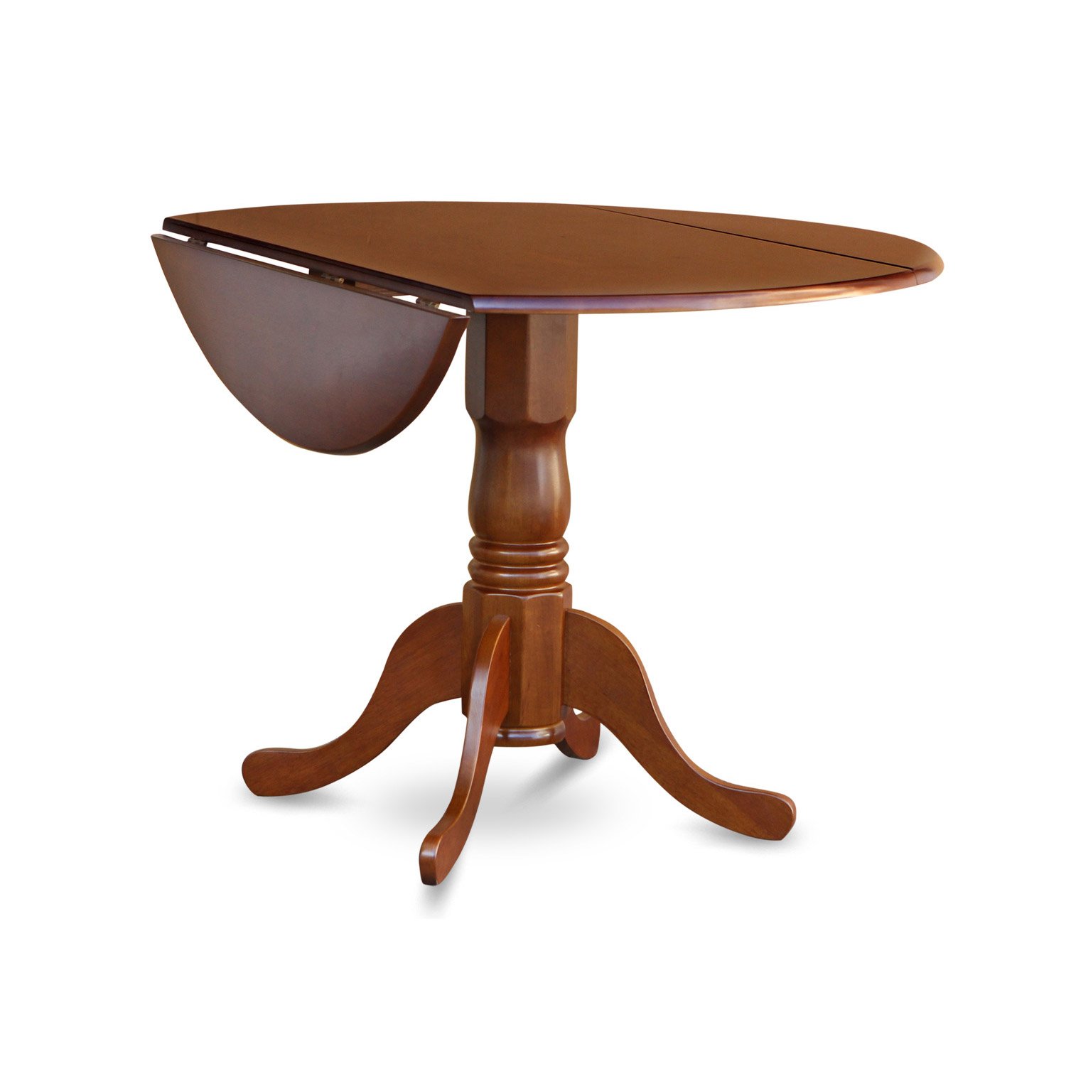 East West Furniture DLCL5-BMK-W 5 Piece Dining Room Table Set Includes a Round Dining Table with Dropleaf and 4 Wood Seat Chairs, 42x42 Inch, Buttermilk & Cherry