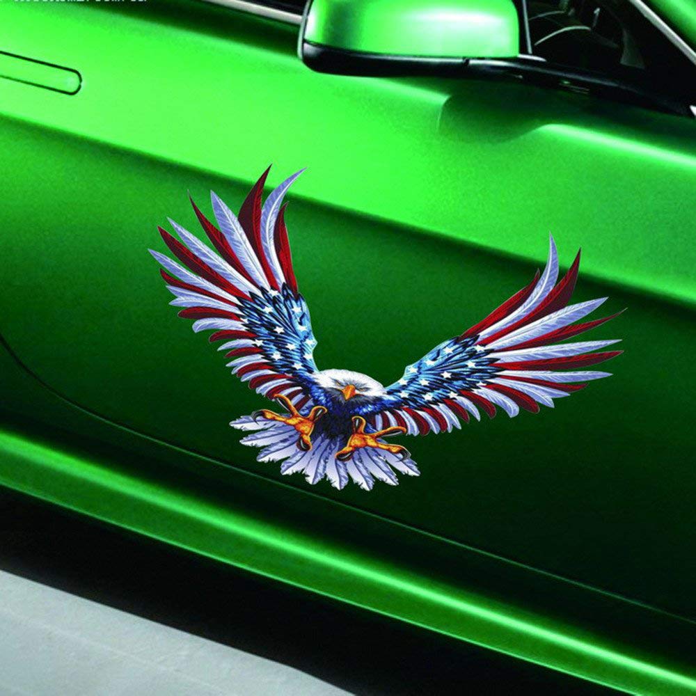Practisol Bald Eagle Car Decals American Flag Car Decal Stickers Patriotic American Eagle Car Decal Graphics Vinyl Stickers Decals for Car Hood Window Body Side Decal and Graphics (3 Sizes 4 Pack)