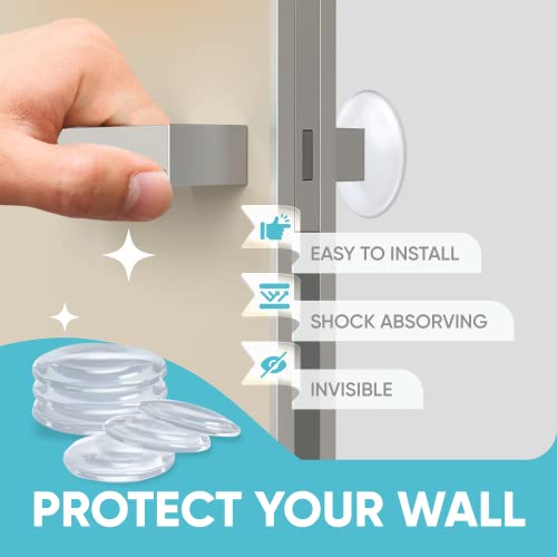 Strongest Wall Door Handle Stopper 2" Set. 6 Pieces of Clear Rubber Door Knob, Round Wall Shield Cushion. Quiet Wall Protector for Door Handle. Guard Door Bumper Wall Protector Silencer. Self Adhesive