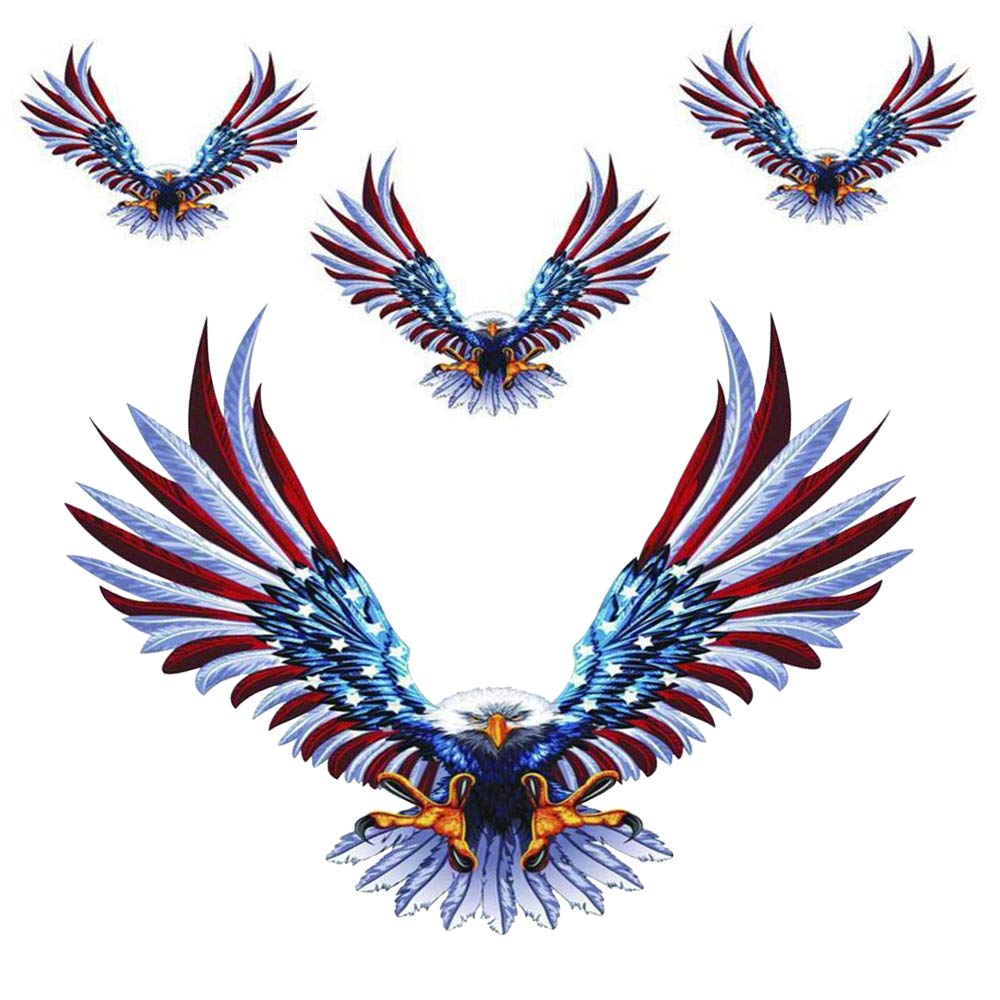 Practisol Bald Eagle Car Decals American Flag Car Decal Stickers Patriotic American Eagle Car Decal Graphics Vinyl Stickers Decals for Car Hood Window Body Side Decal and Graphics (3 Sizes 4 Pack)