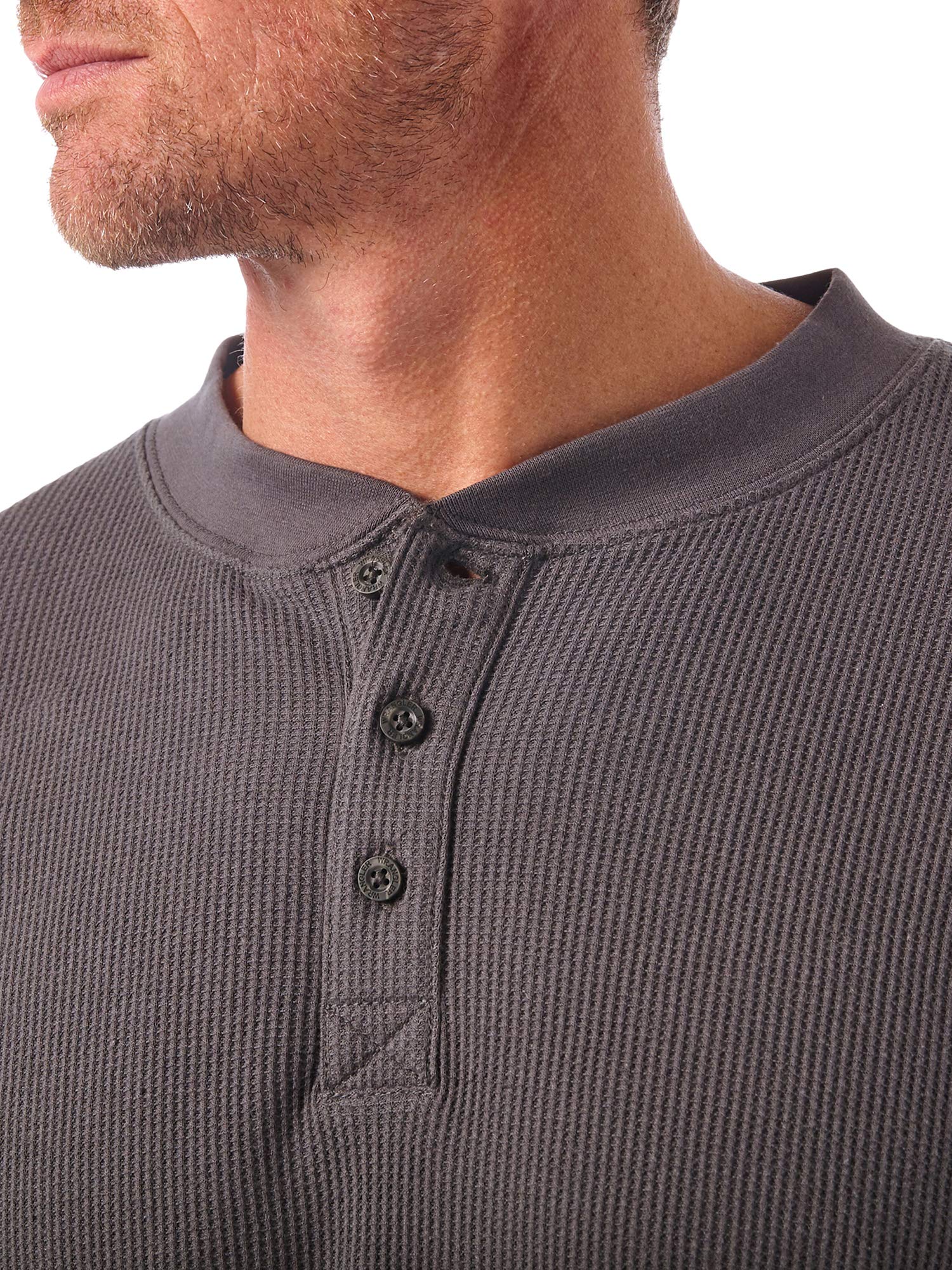 Wrangler Authentics Men's Long Sleeve Waffle Henley, Dark Charcoal, X-Large
