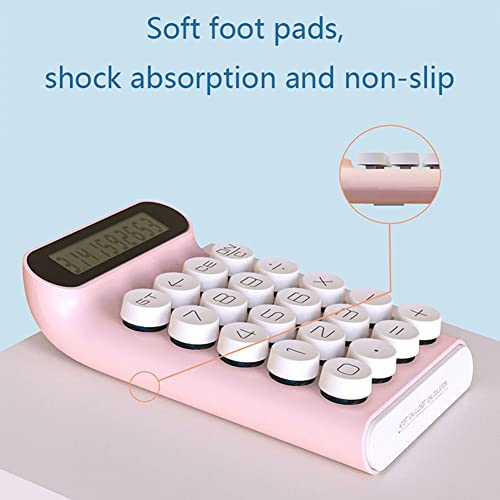 QONIA Retro Calculator Mechanical Keyboard Portable Computer 10 Digit LCD Display Financial Office Fashion Calculator-Pink