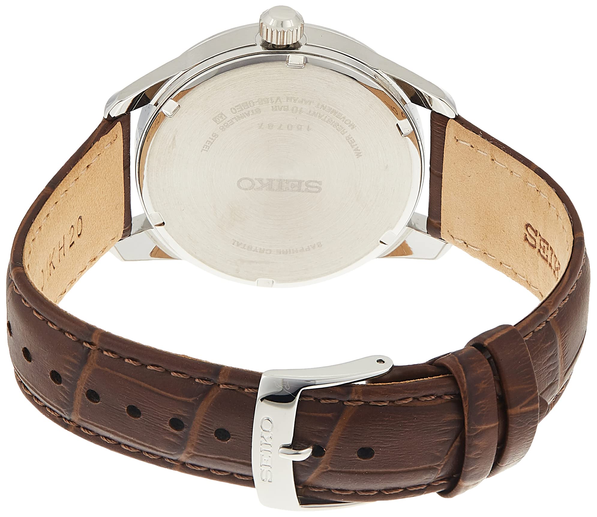 SEIKO Men's Solar - Green Dial-Stainless Steel Quartz Leather Calfskin Strap