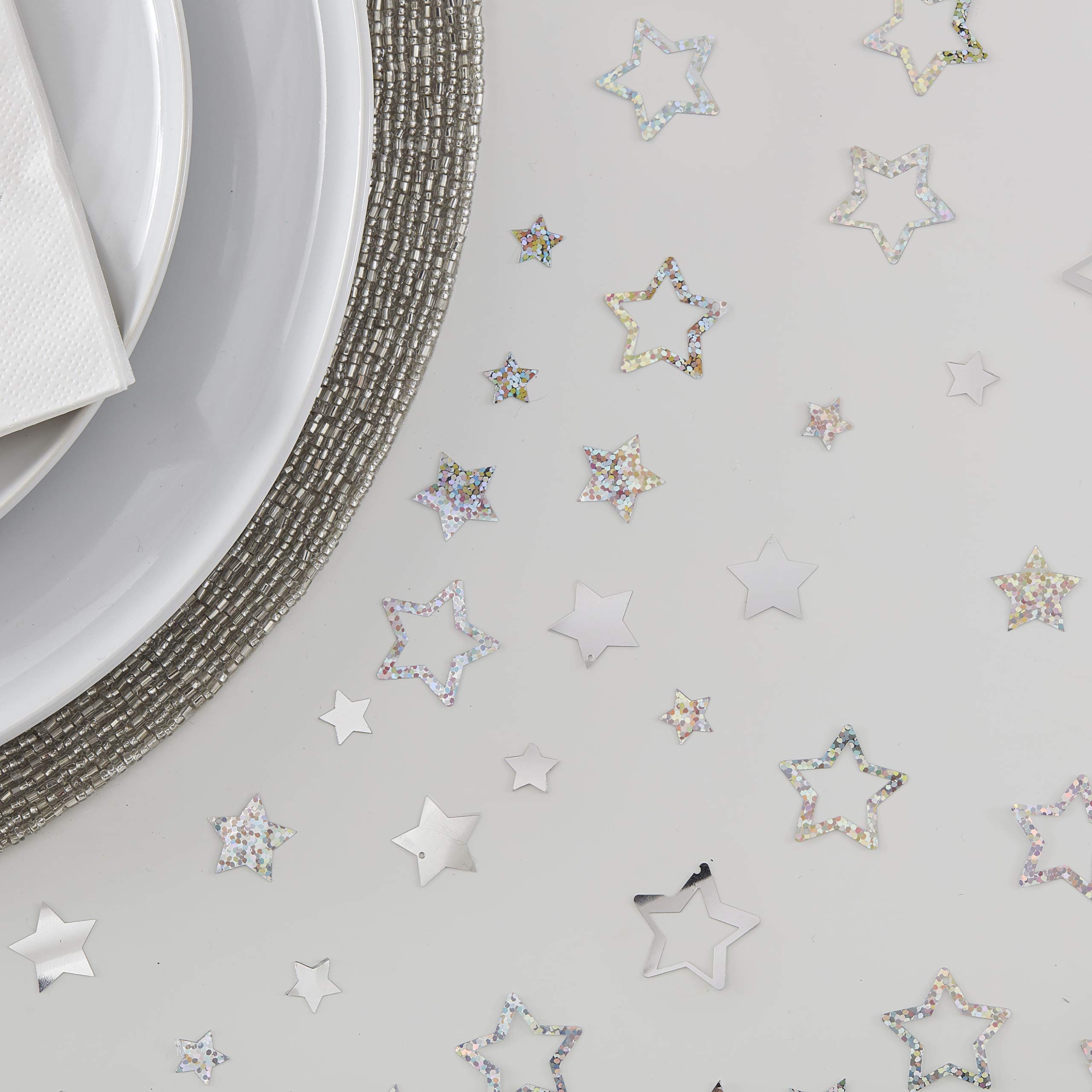 Ginger Ray Foiled Star Shaped Scatter Table Silver Glitter