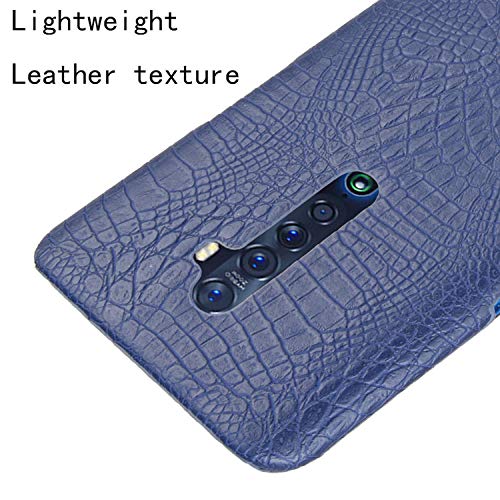 HualuBro for Oppo Reno 2 Case, Premium PU Leather Ultra Slim Shockproof Back Bumper Phone Protective Case Cover for Oppo Reno2 2019 Smartphone (Crocodile Blue)